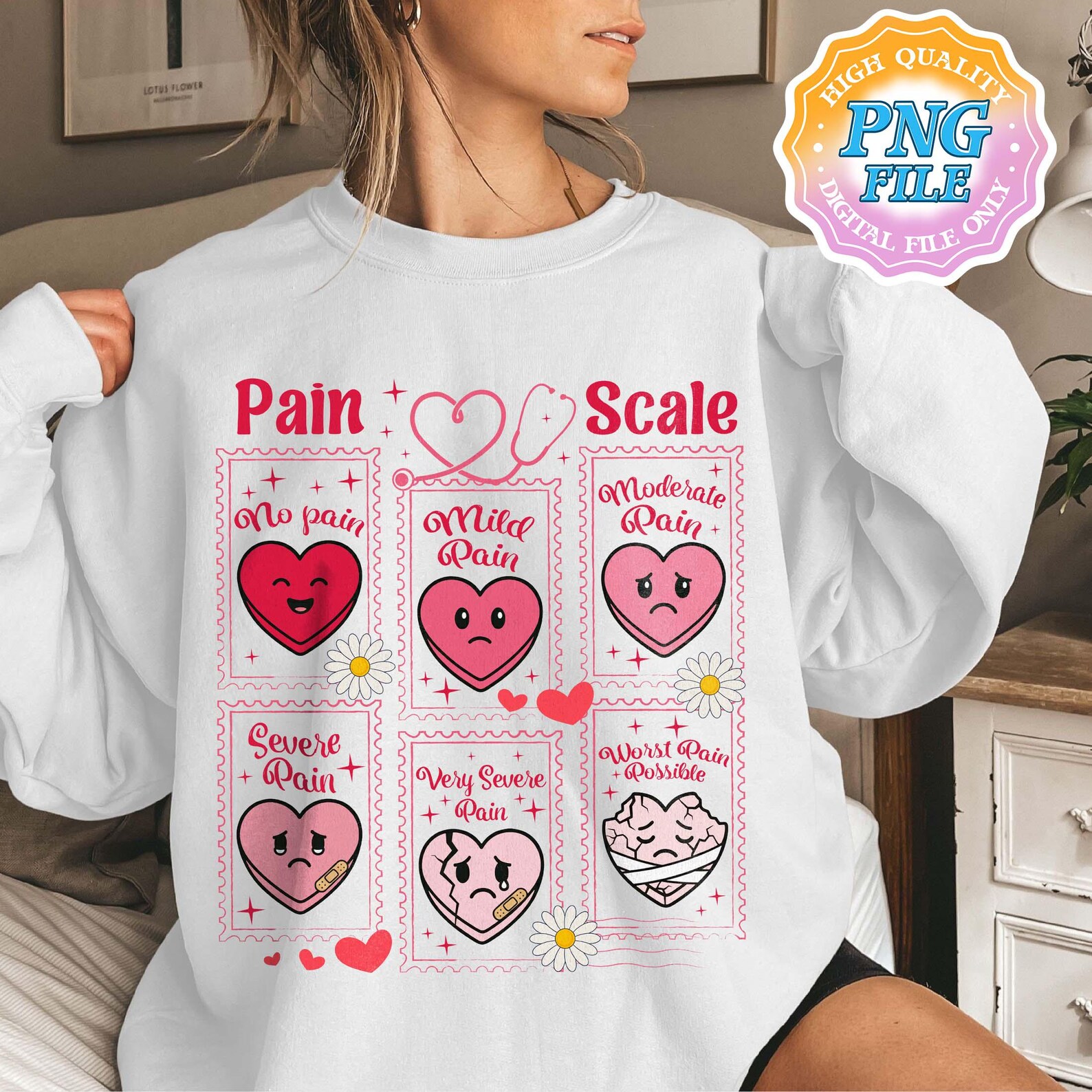 Pain Scale Valentine PNG Digital Download, Holiday Emergency Department ...
