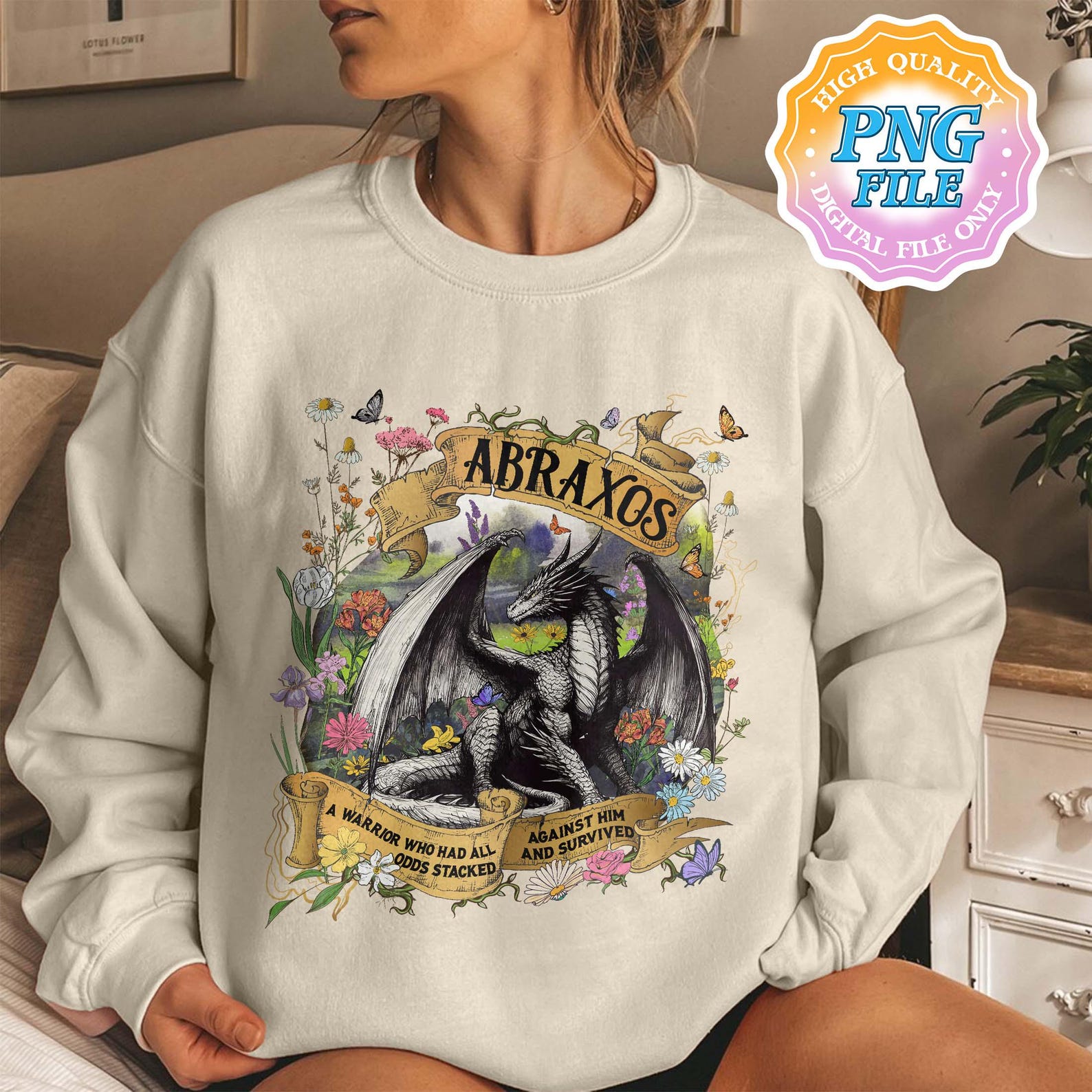 Abraxos Flower Garden Club PNG Digital Download, Fantasy Dragon Bookish ...