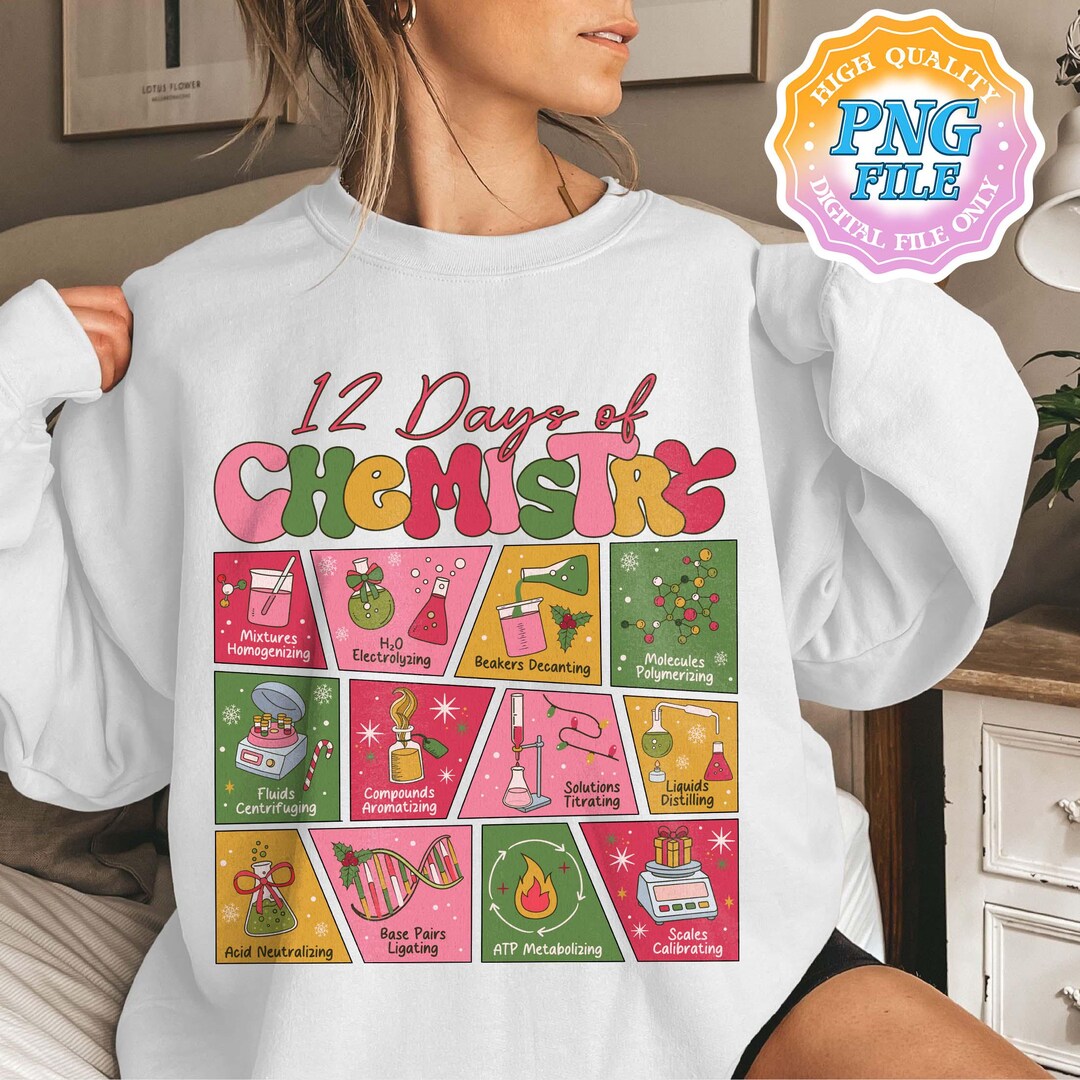 12 Days of Chemistry Teacher Christmas Png, Merry Teacher Png, Science ...