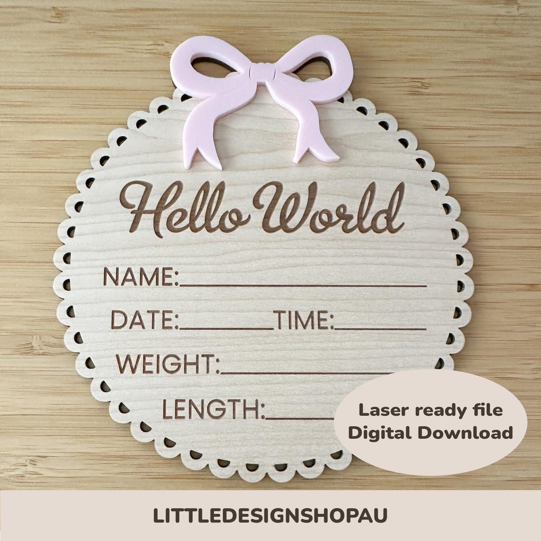 Hello World Baby Sign SVG Laser Ready File - Etsy