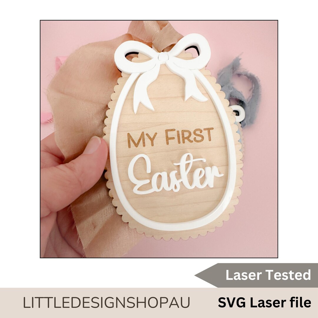 Scallop and Bow Easter Tag SVG File: Laser Cut 'my First Easter ...