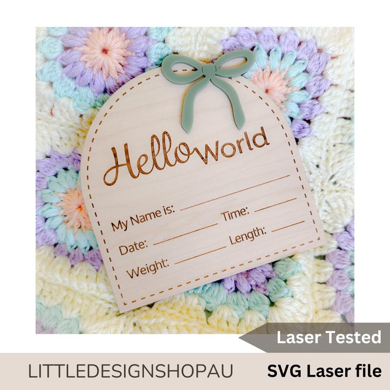 Hello World Baby Sign SVG Laser Ready File - Etsy