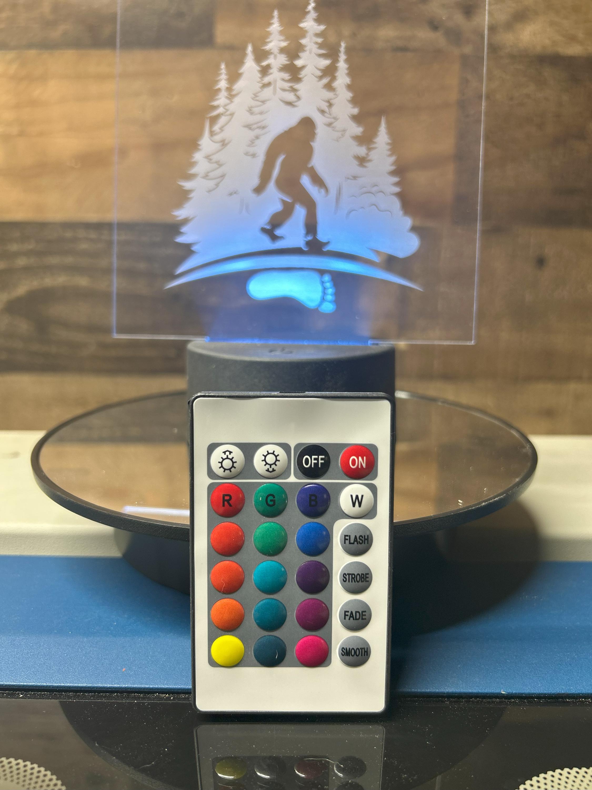 Acrylic Sasquatch LED Night Light, LED Base, Battery Operated, USB ...