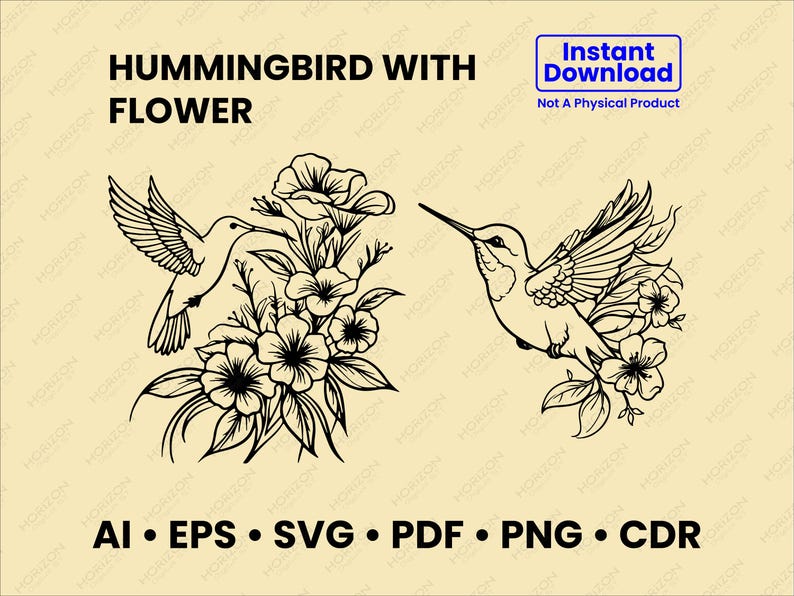 Hummingbird Flower SVG Bundle, Bird Clipart Image, Animal Flying ...