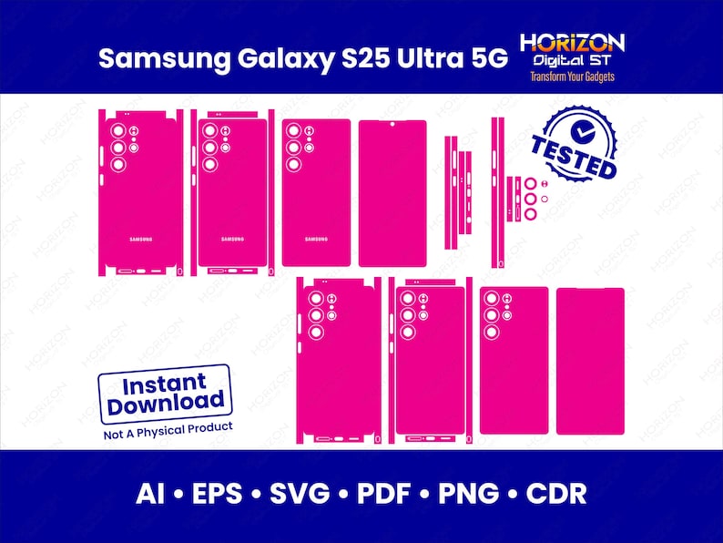 Samsung Galaxy S25 Ultra Skin Template Full Wrap SVG, Eps, AI, PDF ...