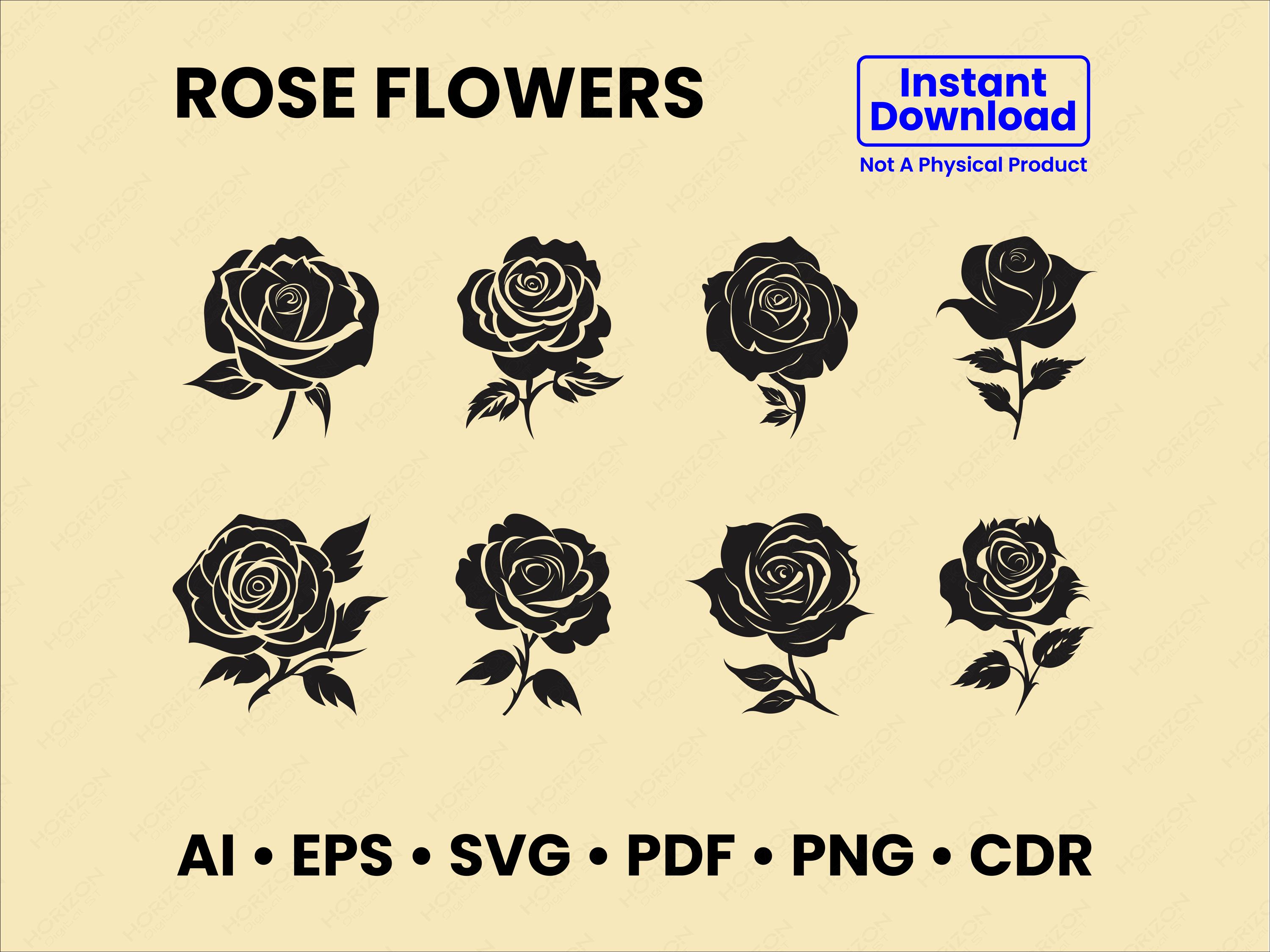 Rose Flower SVG, Floral Vector Cut File for Cricut & Silhouette, PDF ...