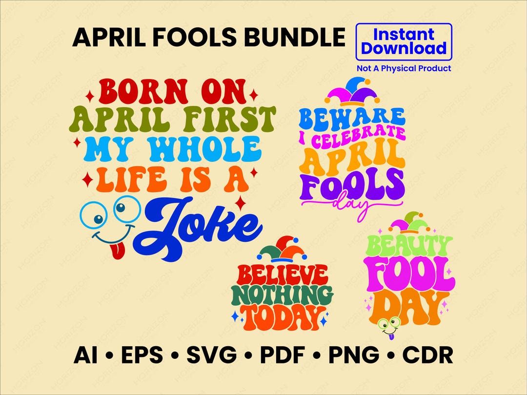 April Fools' Svg Bundle, Funny Joke Designs, Happy April 1st Svg Files ...
