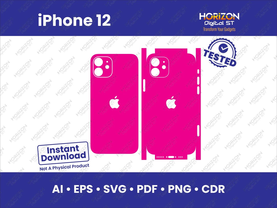 IPhone 12 Skin Template Full Wrap SVG, Eps, AI, PDF, Cricut Silhouette ...
