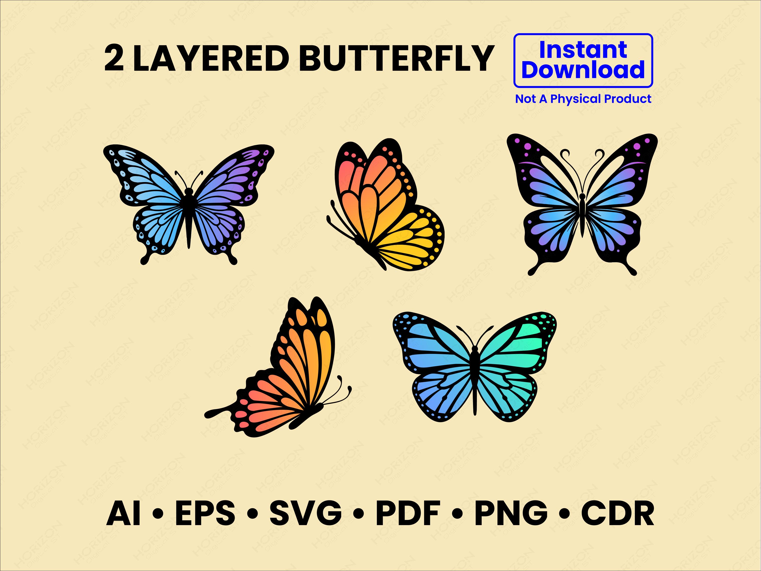Butterfly SVG Bundle, Layered Butterfly Svg, Butterfly Clipart for ...