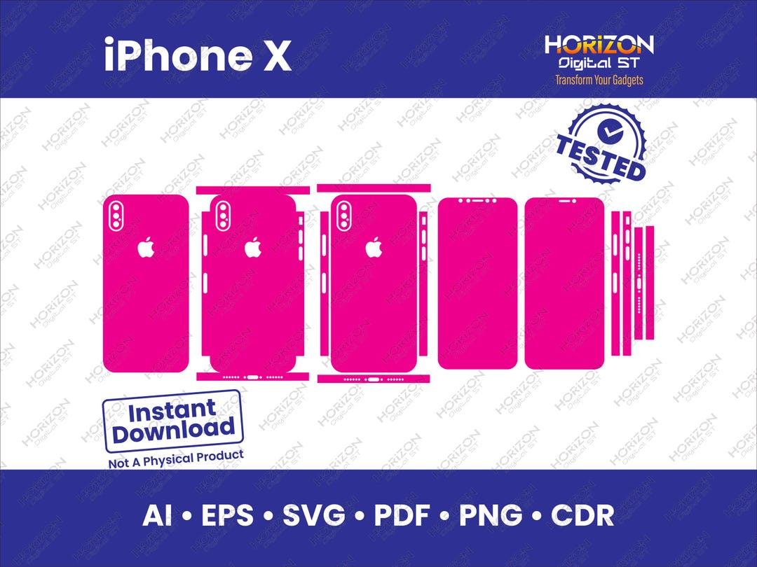 IPhone X Template Full Wrap SVG, Eps, Ai, PDF, Cricut Silhouette Vector ...
