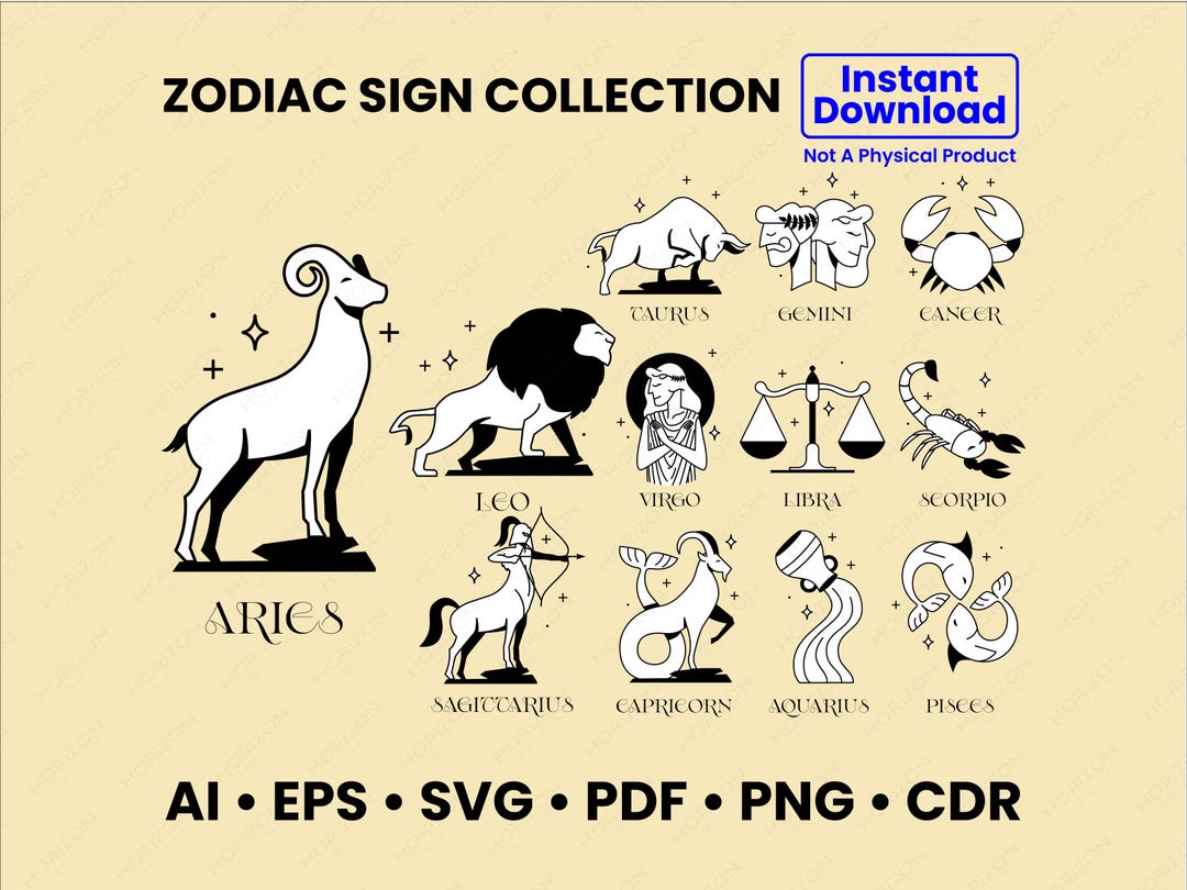 Zodiac Signs SVG, Horoscope Svg, Constellation Svg, Astrology Cut File ...