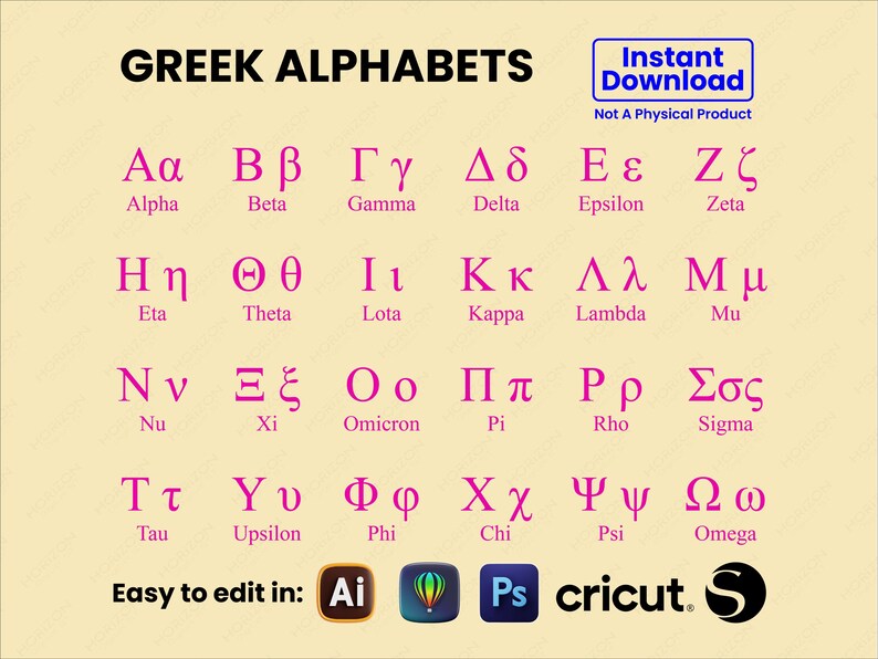 Greek Alphabet SVG Files, Greek Letters Clipart, Sorority Font SVG ...