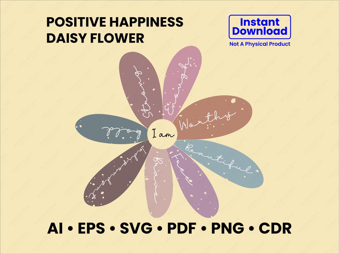 Daisy Positive PNG Sublimation, Boho Happy Flower Png, Daily ...