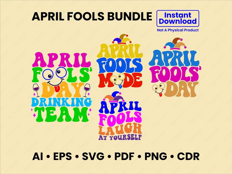 April Fools' Day Svg Bundle, Funny Joke Designs, Happy April 1st Svg ...
