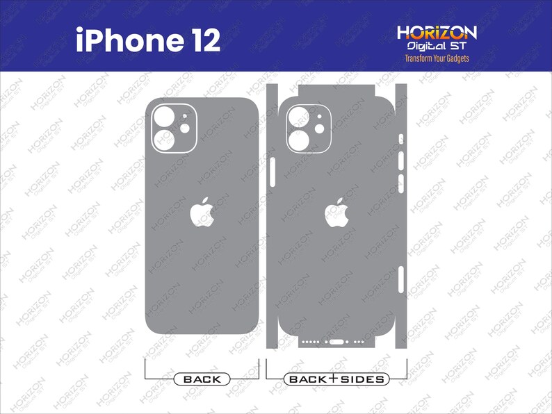 IPhone 12 Skin Template Full Wrap SVG, Eps, AI, PDF, Cricut Silhouette ...