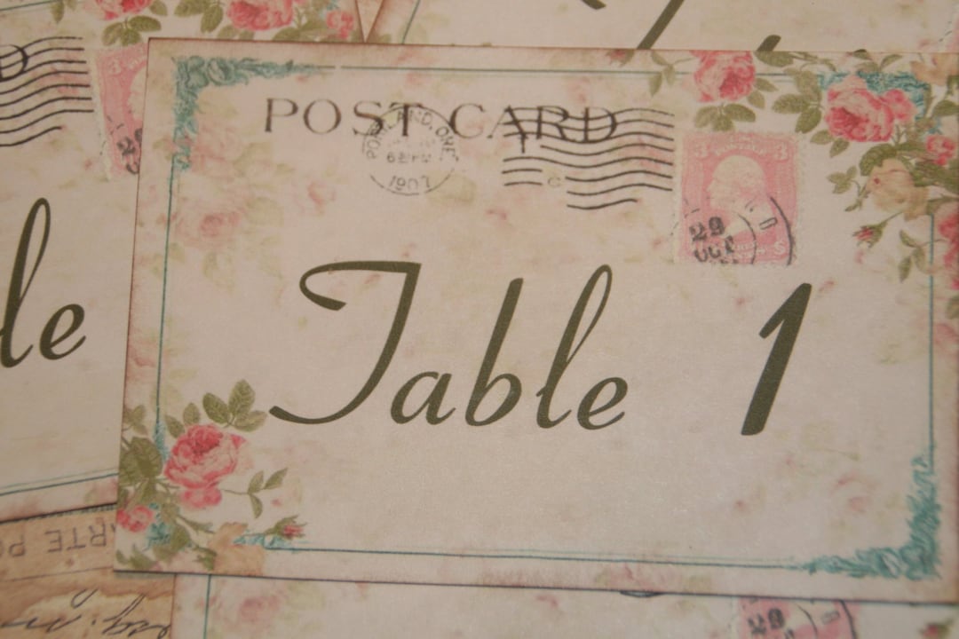 Wedding Table Number Cards, Wedding Numbers, Table Numbers, Vintage ...