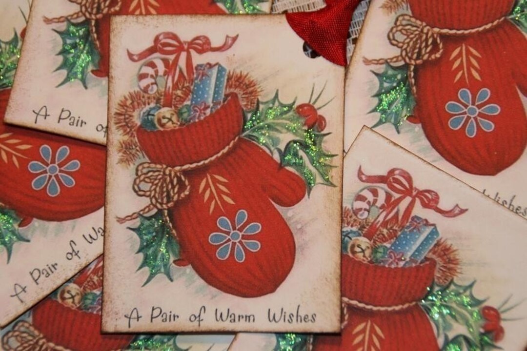 Christmas Gift Tags, Christmas Holiday Tags, A Pair of Warm Wishes ...