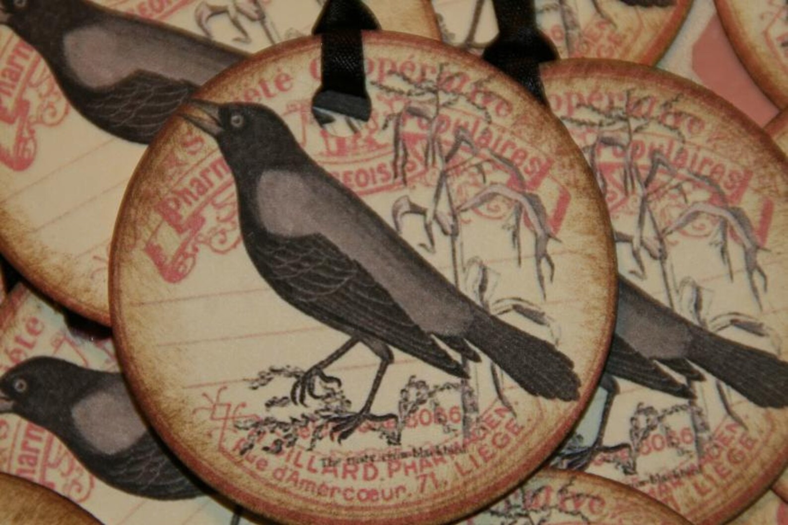 Black Crow Tags One Dozen Round Tags With Crow | Etsy