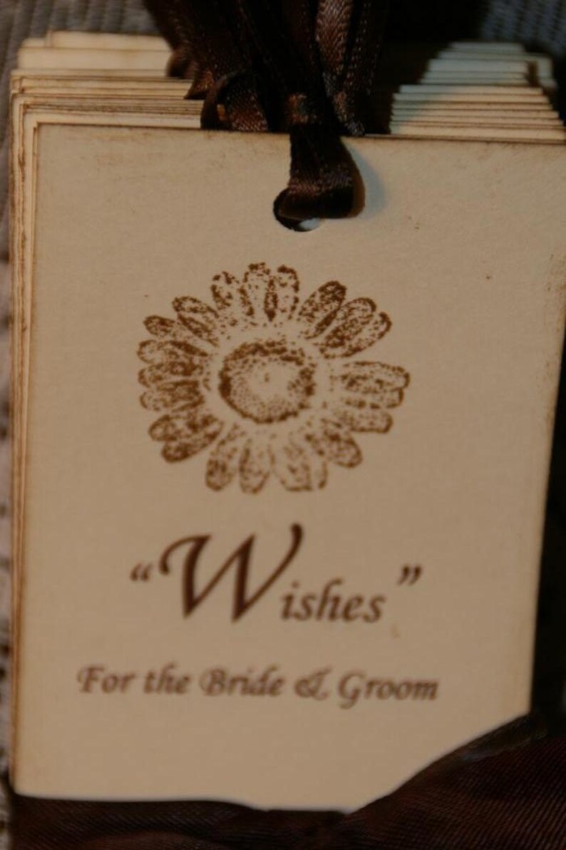 75 Wedding Wish Tree Tags handstamped with Sunflower Flower | Etsy