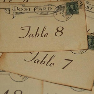 Wedding Table Number Cards - Vintage Postcard Style - Vintage Wedding ...
