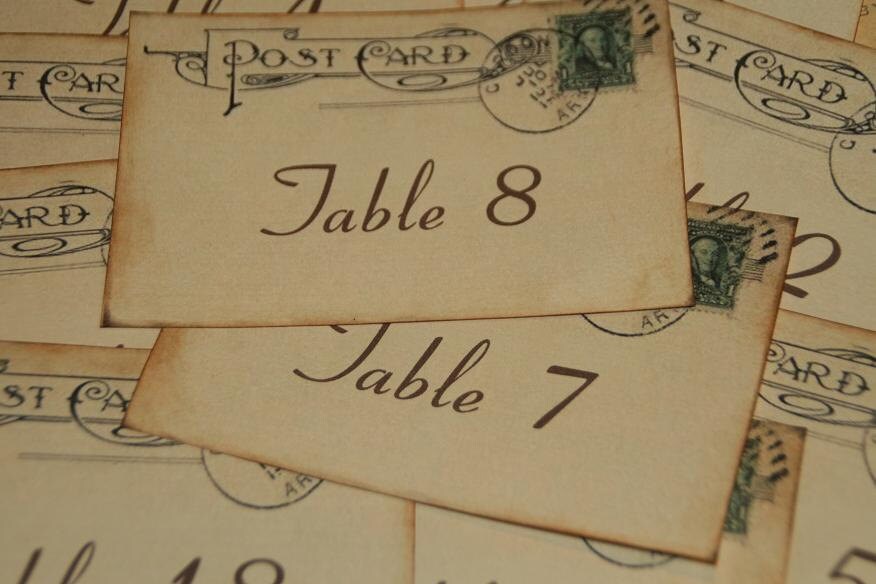 Wedding Table Number Cards Vintage Postcard Style Quantity | Etsy