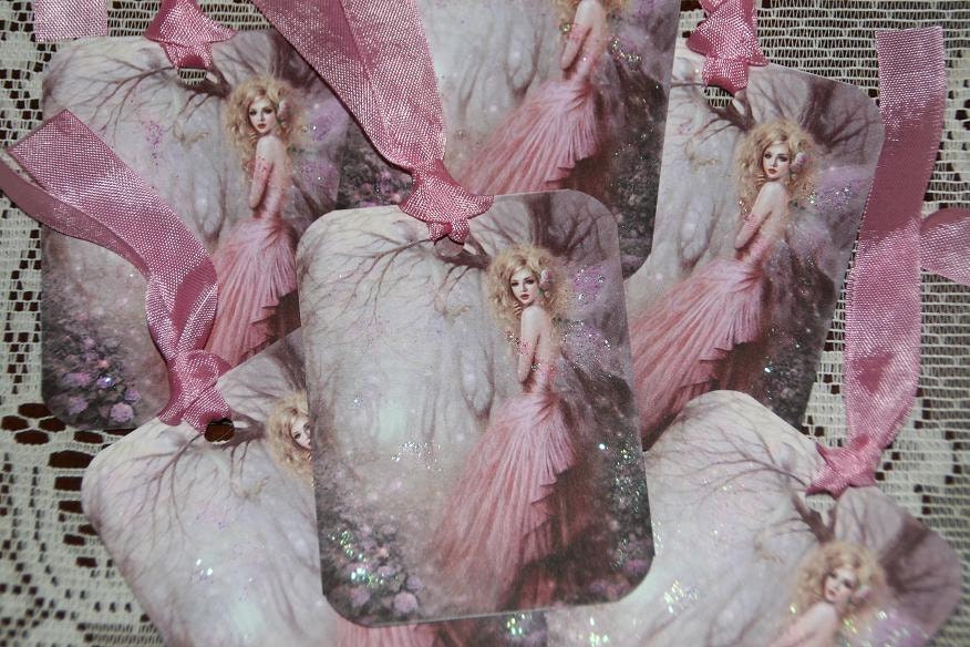 Pink Glitter Fantasy Fairy Gift Tags | Etsy