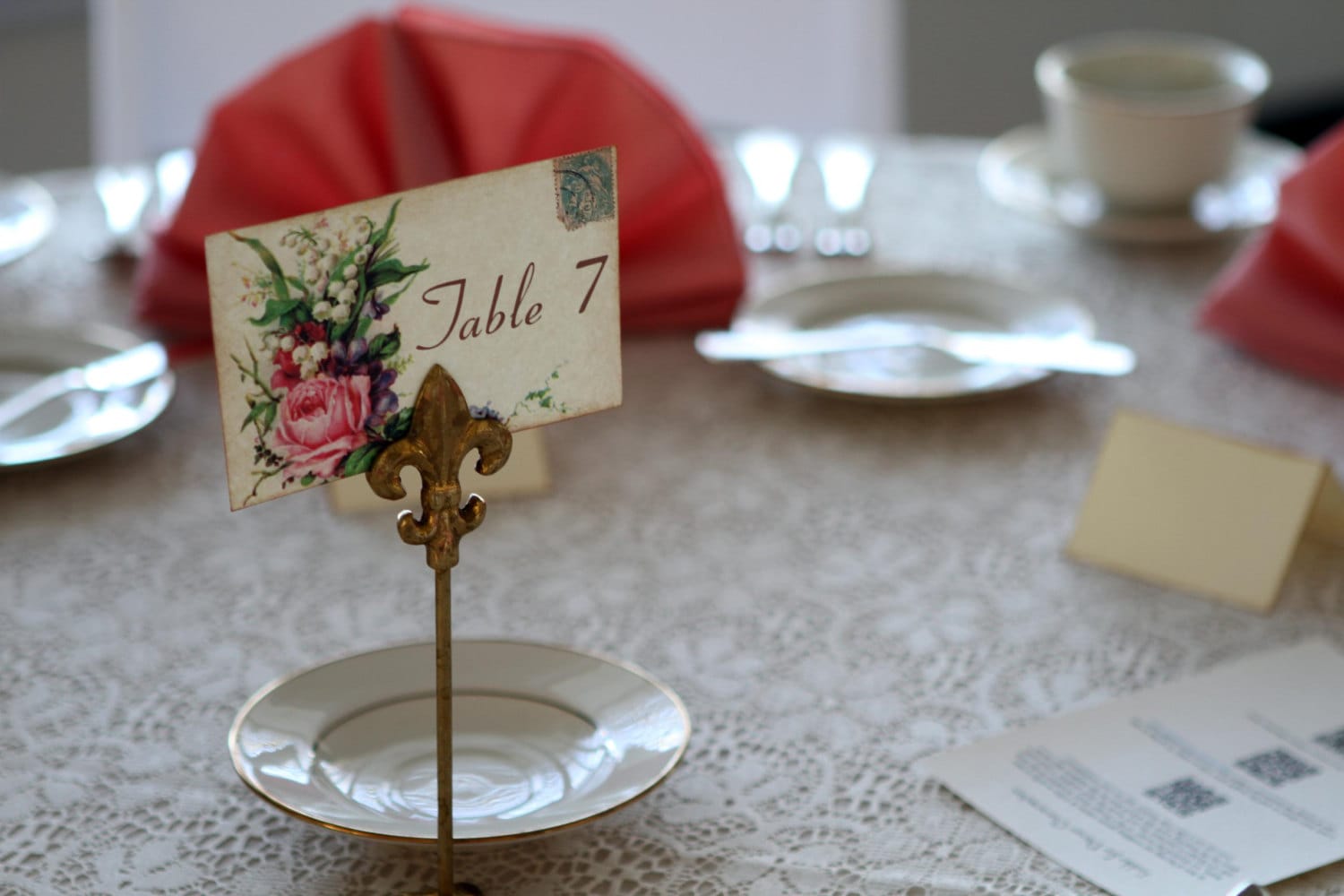 Wedding Table Number Cards Vintage Postcard Style Shabby Chic - Etsy