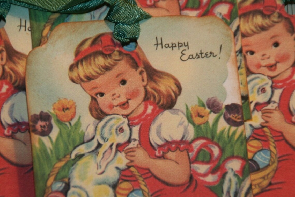 Happy Easter Tag Retro Easter Vintage Easter - Etsy