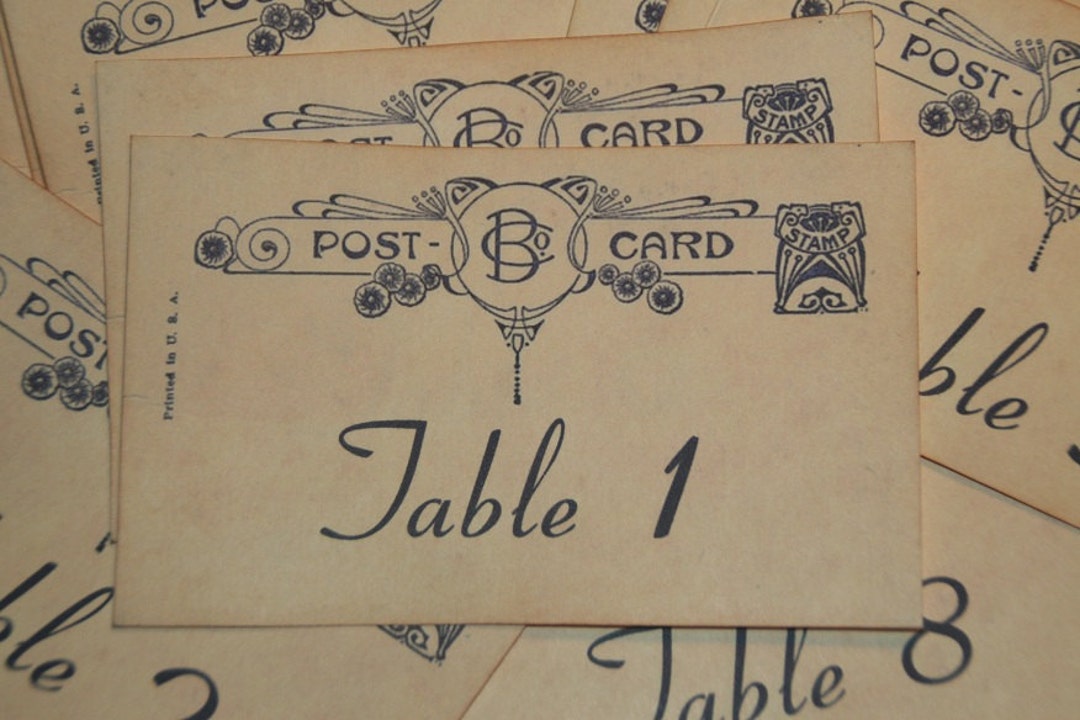 Wedding Table Numbers, Vintage Postcard Style, Destination Wedding ...