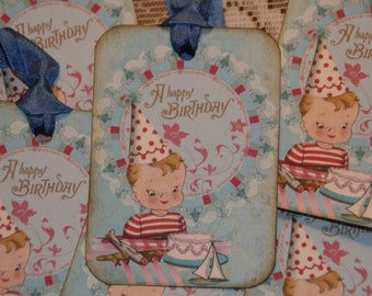 Boy Happy Birthday Gift Tags | Etsy