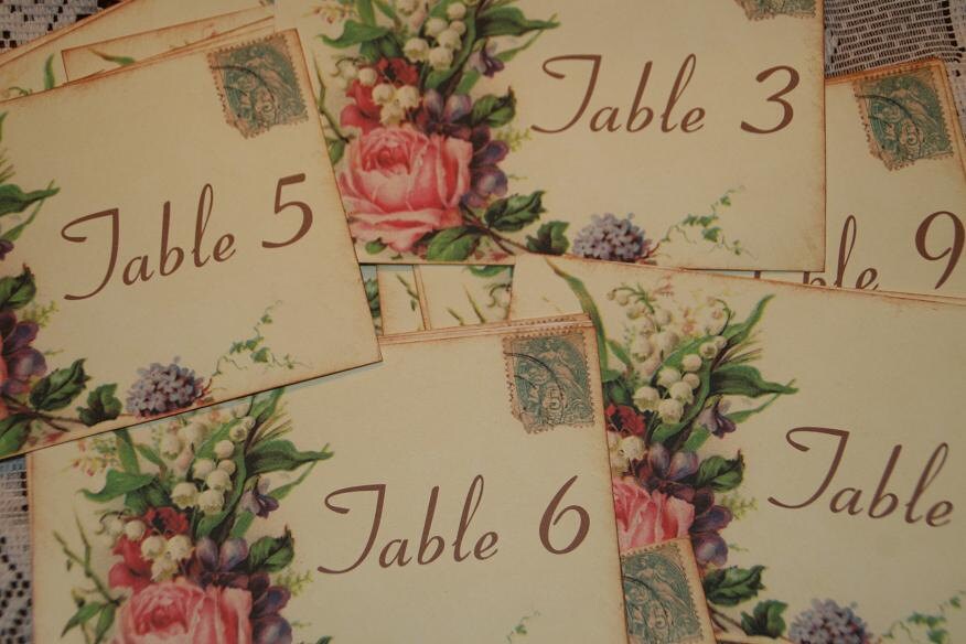 Wedding Table Number Cards Vintage Postcard Style Shabby Chic - Etsy
