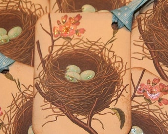 Bird Nest Stickers One Inch Round Seals - Etsy