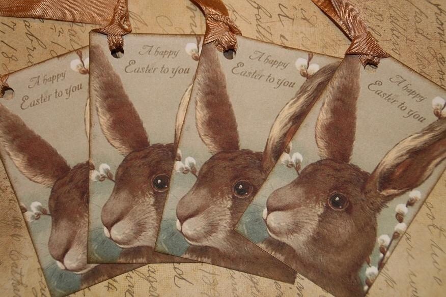 Bunny Easter Tags Bunny Spring Tags A Happy Easter to You - Etsy