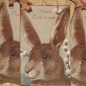 Bunny Easter Tags, Bunny Spring Tags, A Happy Easter to You Gift Tags ...