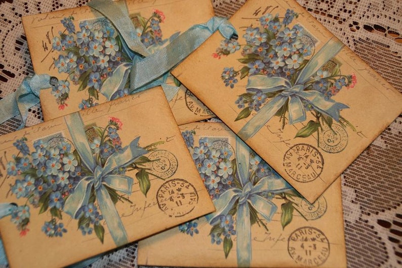 Forget Me Not Paris Postcards Tags - Etsy