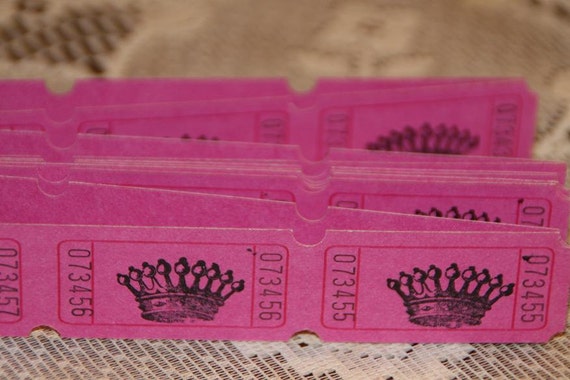 Paris Crown Carnival Tickets 24 Magenta PINK Handstamped - Etsy