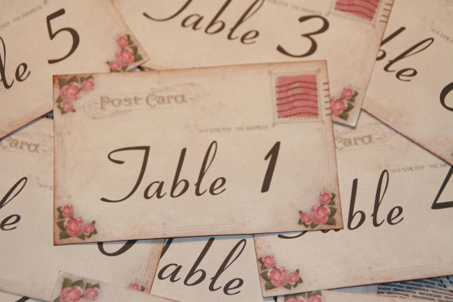 Wedding Table Number Cards Vintage Postcard Style Shabby - Etsy