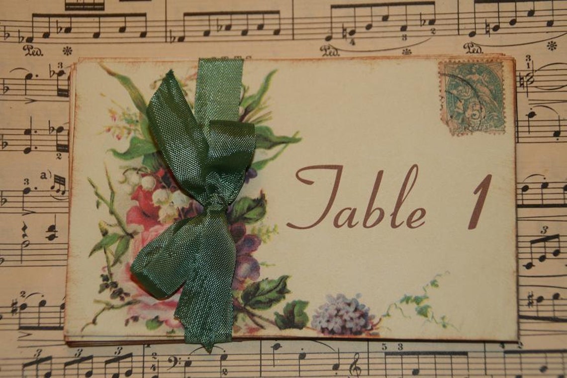 Wedding Table Number Cards Vintage Postcard Style Shabby Chic - Etsy