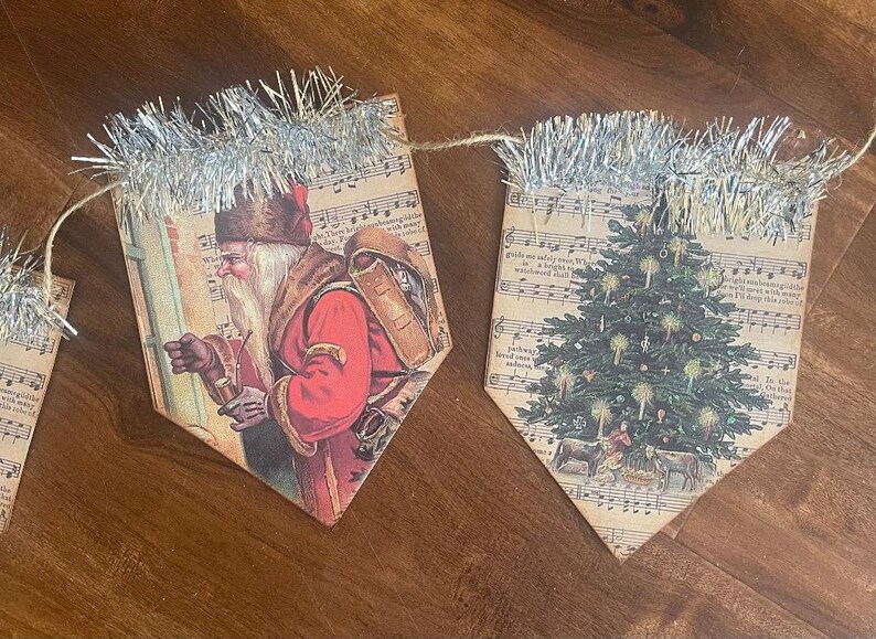 Christmas Banner, Holiday Fireplace Banner, Vintage Christmas Banner ...