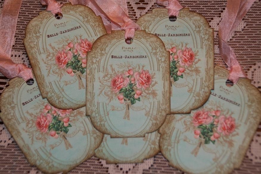 Paris French Inspired Belle Jardiniere Rose Hang Gift Tags - Etsy