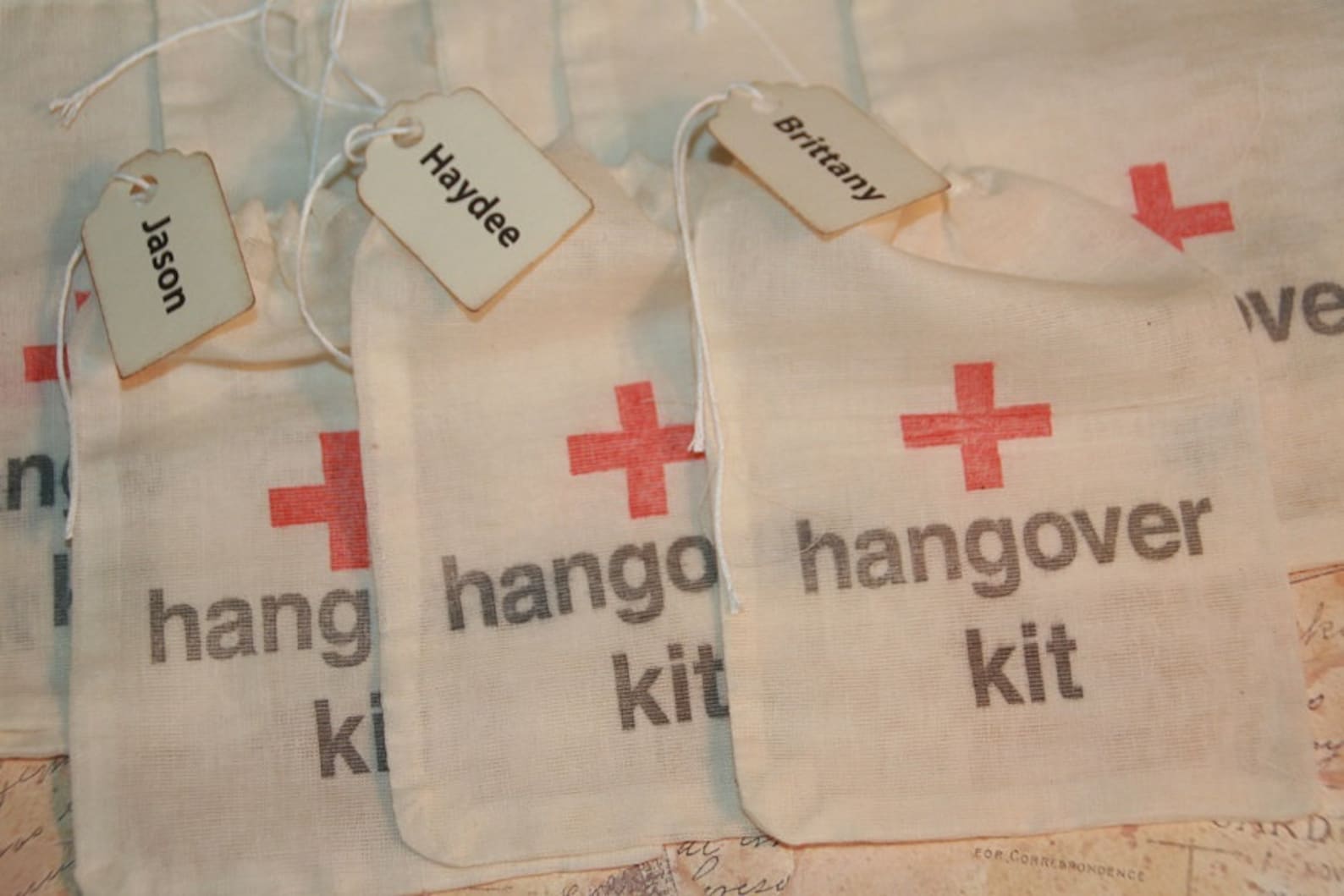 Hangover Kit Bags, DIY Hangover Bags, Personalized Name Tag, Wedding ...