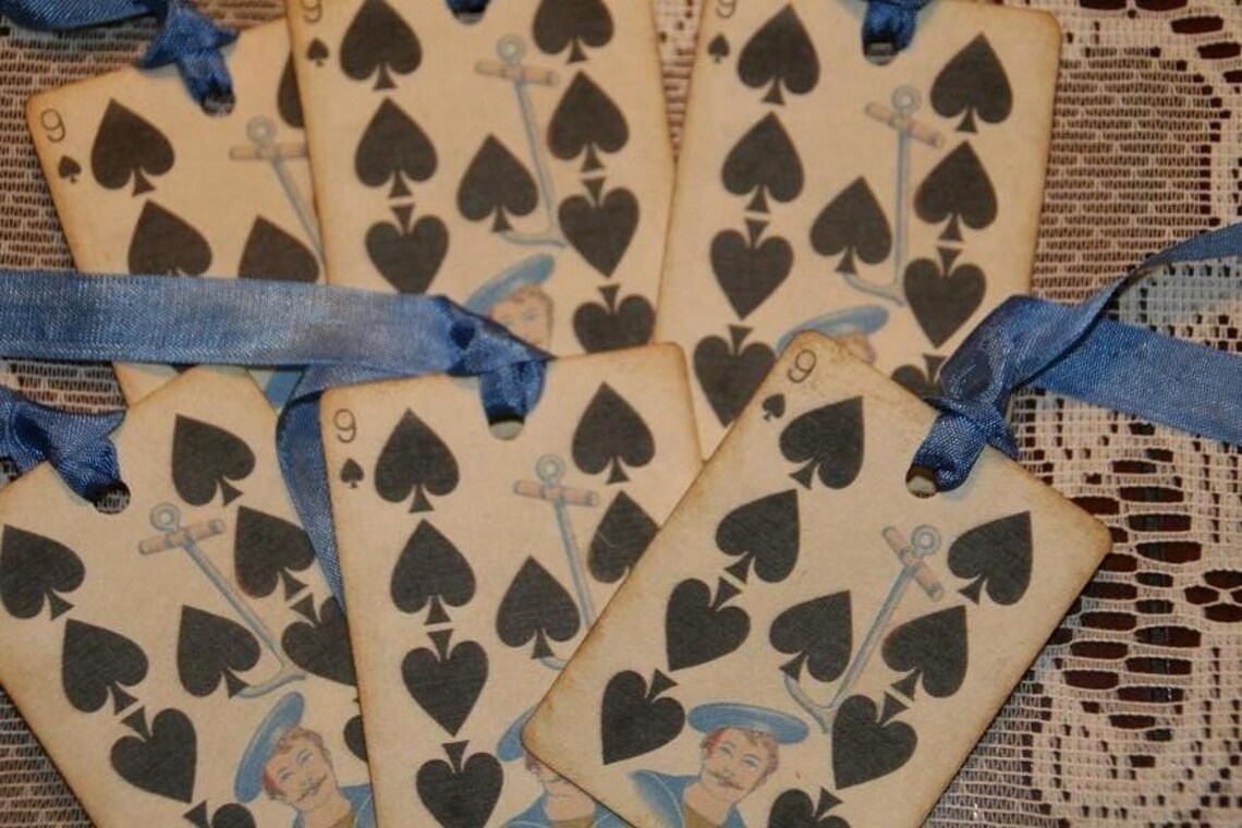 The 9 of Spades Vintage Playing Card Tags - Etsy