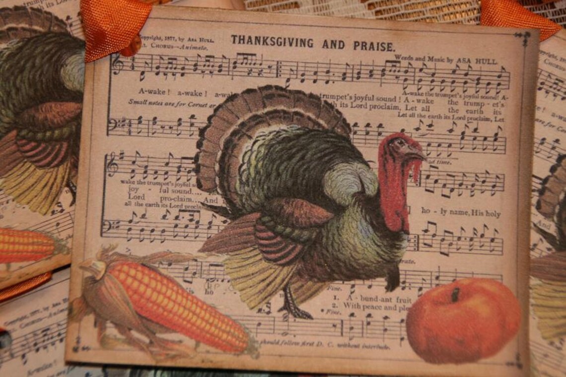 Thanksgiving and Praise Altered Art Music Themed Turkey Tags - Etsy