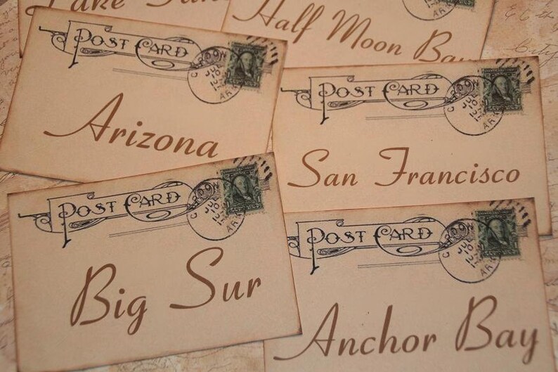 Destination Wedding Table Cards, Wedding Destinations Printed on ...
