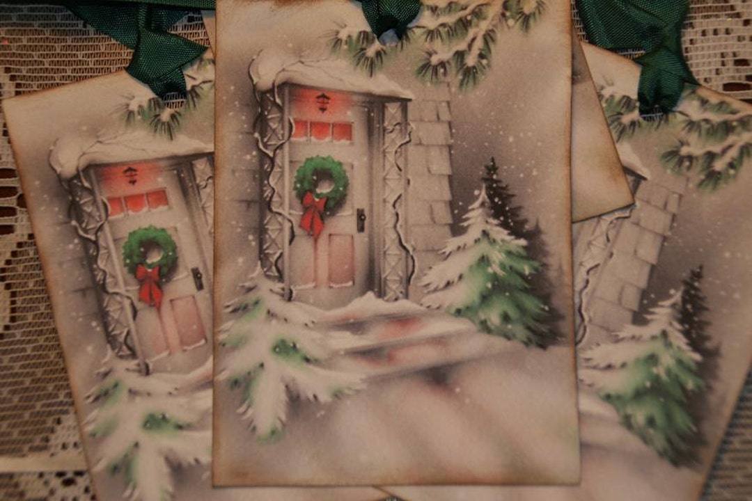 Christmas Tags, Winter Front Door Welcome, Vintage Christmas Gift Tags ...