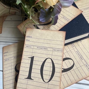 Library Card Wedding Table Numbers, Book Themed Table Cards, Vintage ...