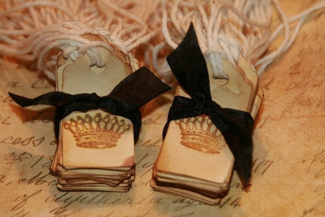 Price Tags 100 Paris Inspired Crown Primitive Tags - Etsy