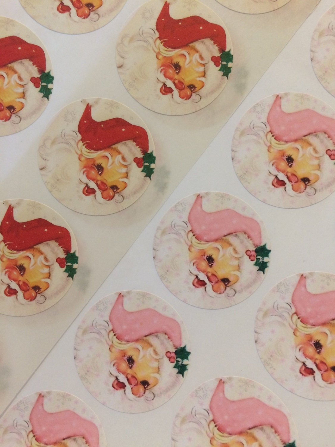 Santa Christmas Stickers Christmas Envelope Seals Vintage - Etsy
