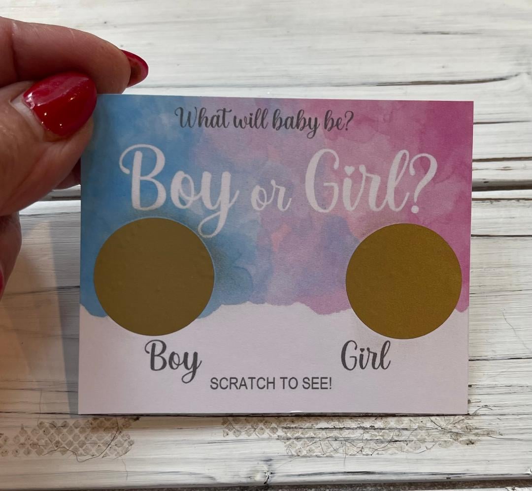 Gender Reveal Scratch off Cards, Boy or Girl Scratch off Cards, Baby ...