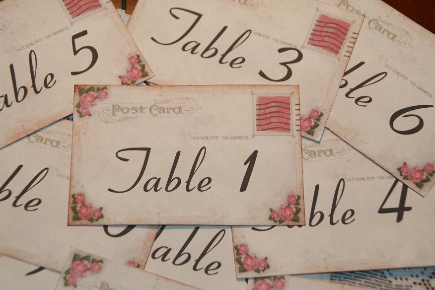 Wedding Table Number Cards Vintage Postcard Style Shabby - Etsy